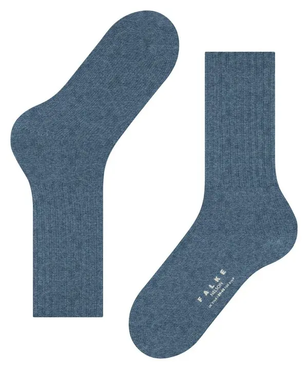 Falke Nelson Merino Wool Ribbed Crew Socks - Blue