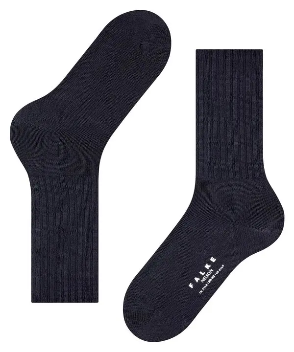 Falke Nelson Ribbed Merino Wool Crew Socks - Blue