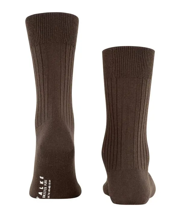 Falke Bristol Pure Merino Wool Ribbed Dress Socks - Brown
