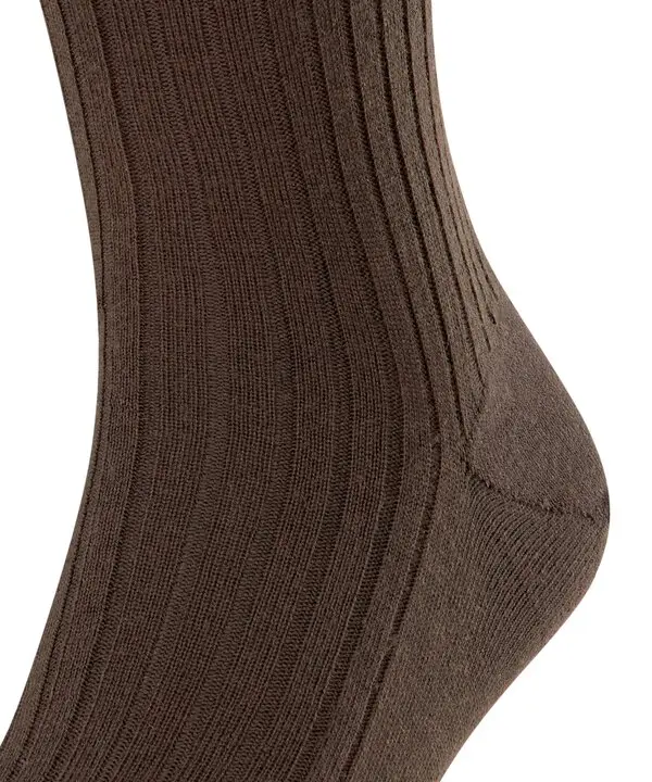 Falke Bristol Pure Merino Wool Ribbed Dress Socks - Brown