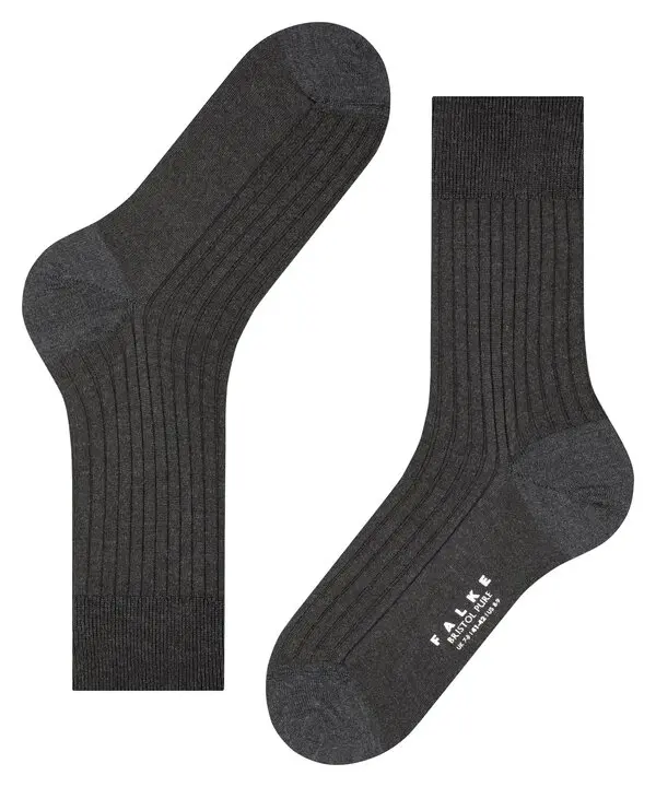 Falke Bristol Pure Merino Wool Ribbed Dress Socks - Grey