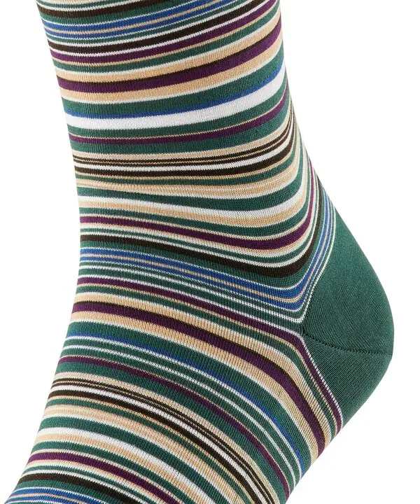 Falke Microblock Striped Mercerised Cotton Socks - Green