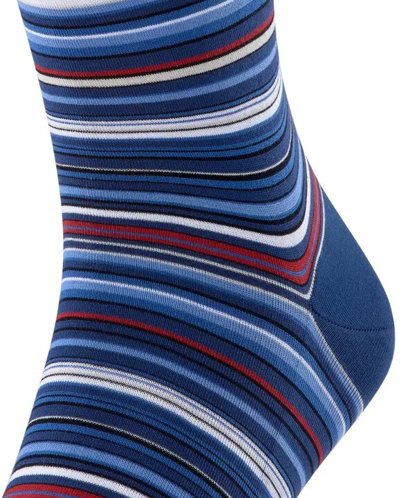 Falke Microblock Striped Cotton Dress Socks - Blue