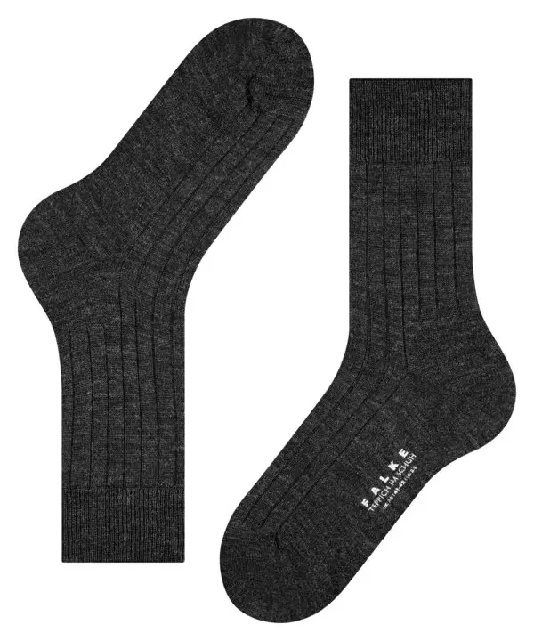 Falke Ribbed Merino Wool Socks - Grey