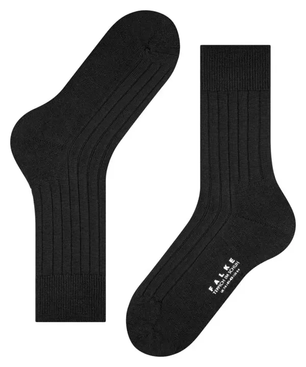 Falke Ribbed Merino Wool Crew Socks - Black
