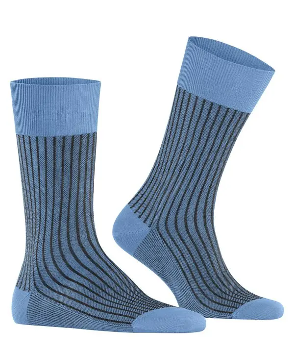 Falke Oxford Stripe Dress Socks - Blue