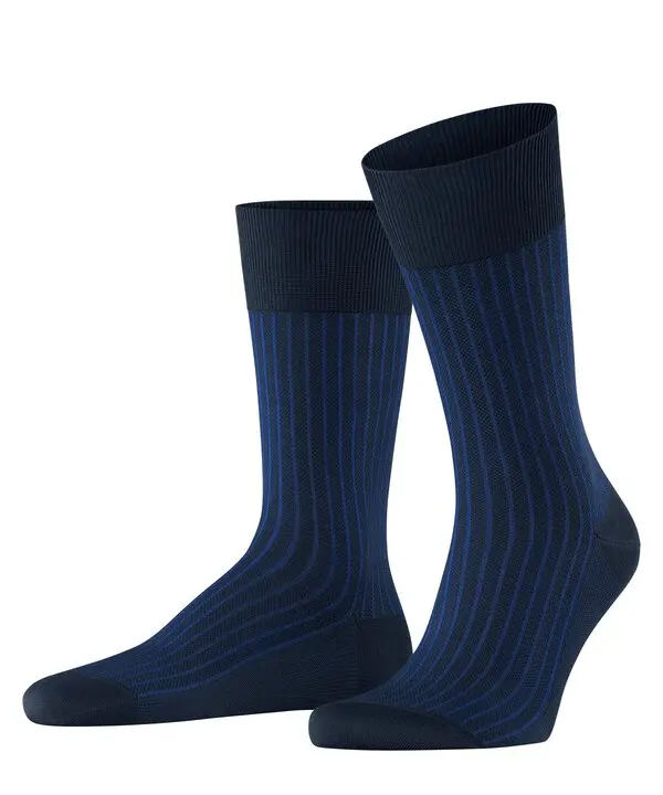 Falke Oxford Stripe Dress Socks - Blue