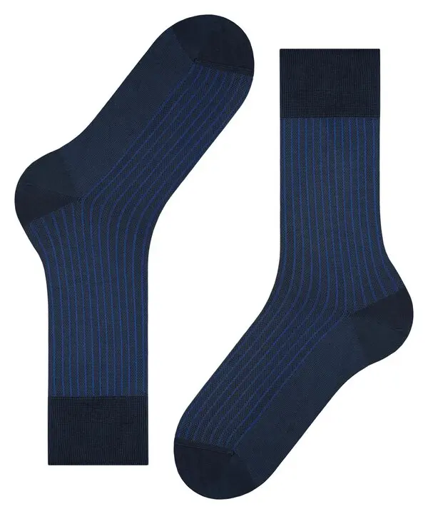Falke Oxford Stripe Dress Socks - Blue