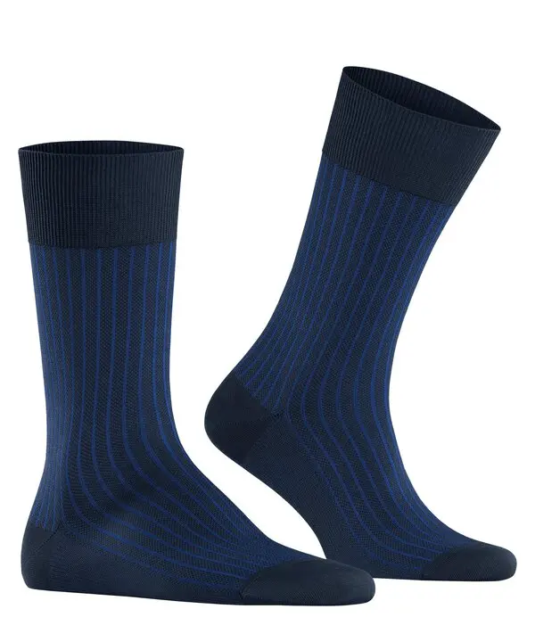 Falke Oxford Stripe Dress Socks - Blue