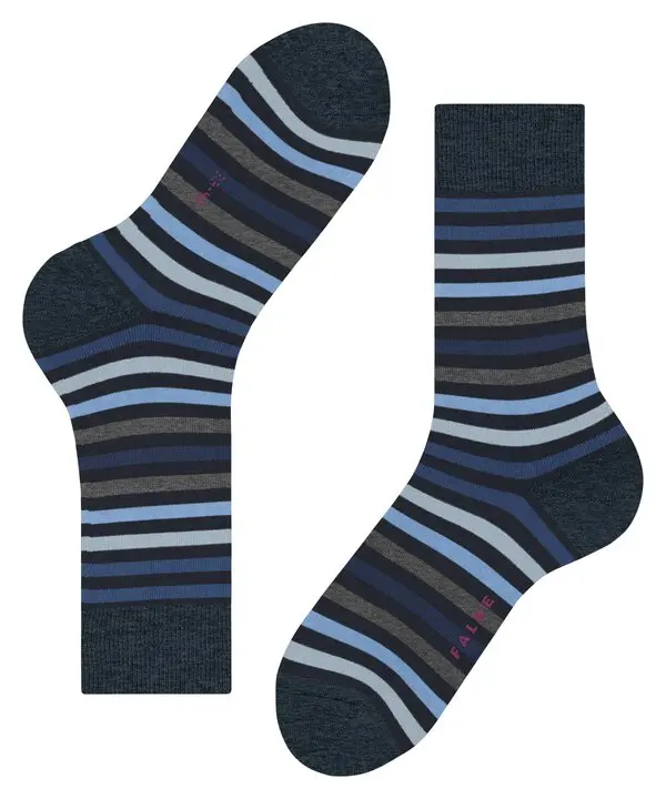 Falke Tinted Stripe Crew Socks - Blue