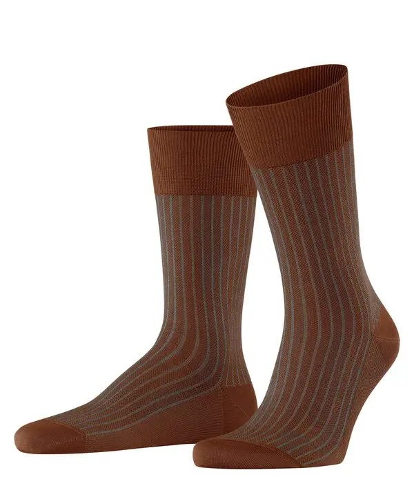 Falke Oxford Stripe Dress Socks - Brown