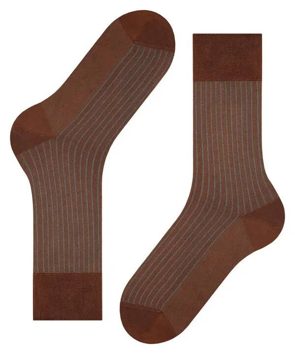 Falke Oxford Stripe Dress Socks - Brown