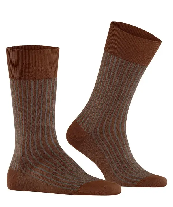Falke Oxford Stripe Dress Socks - Brown