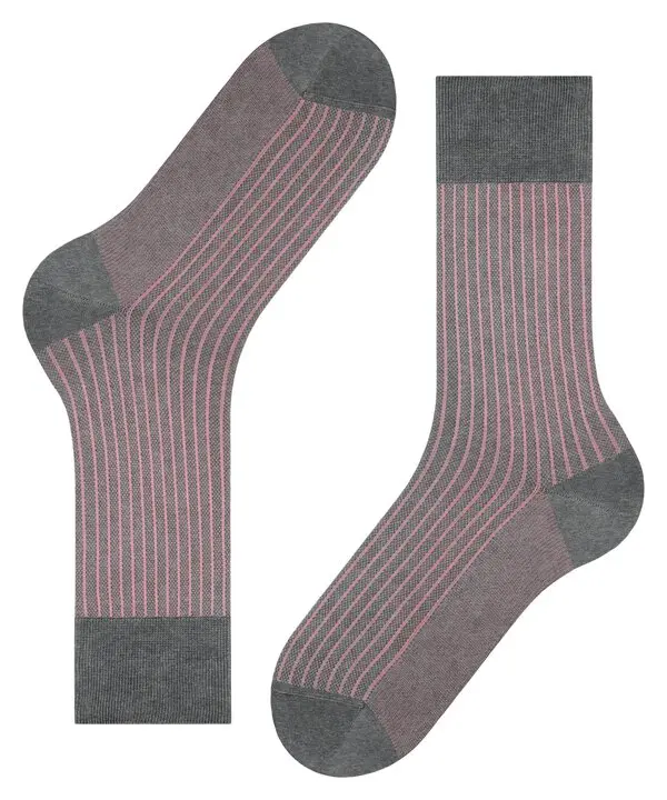 Falke Oxford Stripe Dress Socks - Grey