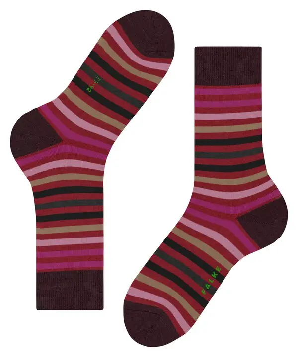 Falke Striped Wool And Cotton Blend Crew Socks - Red