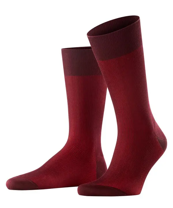 Falke Fine Shadow Ribbed Cotton Dress Socks - Red