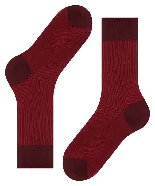 Falke Fine Shadow Ribbed Cotton Dress Socks - Red