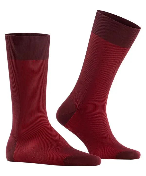 Falke Fine Shadow Ribbed Cotton Dress Socks - Red