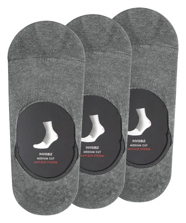 Falke Invisible Step Medium Cut Socks 3 Pack - Grey