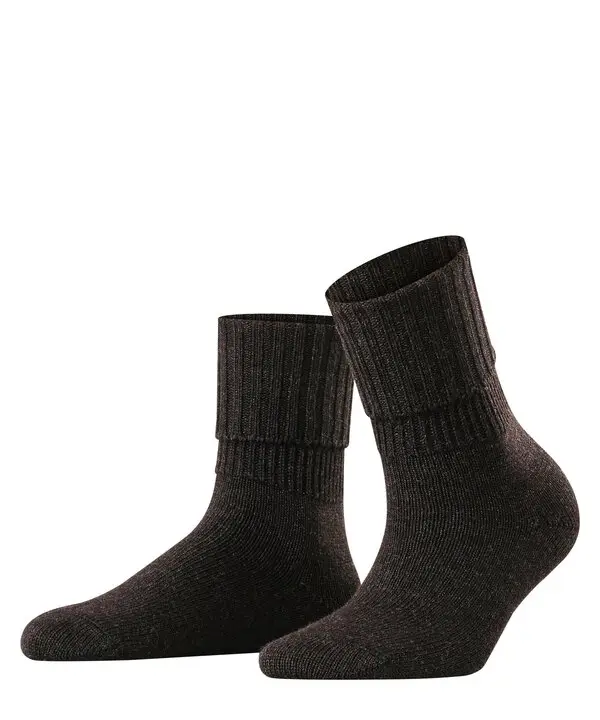 Falke Virgin Wool Ribbed Turn-over Socks - Grey