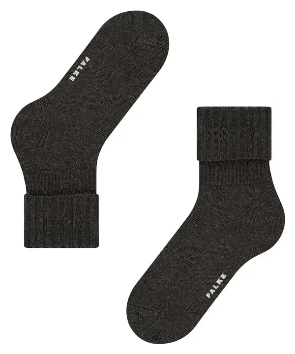 Falke Virgin Wool Ribbed Turn-over Socks - Grey