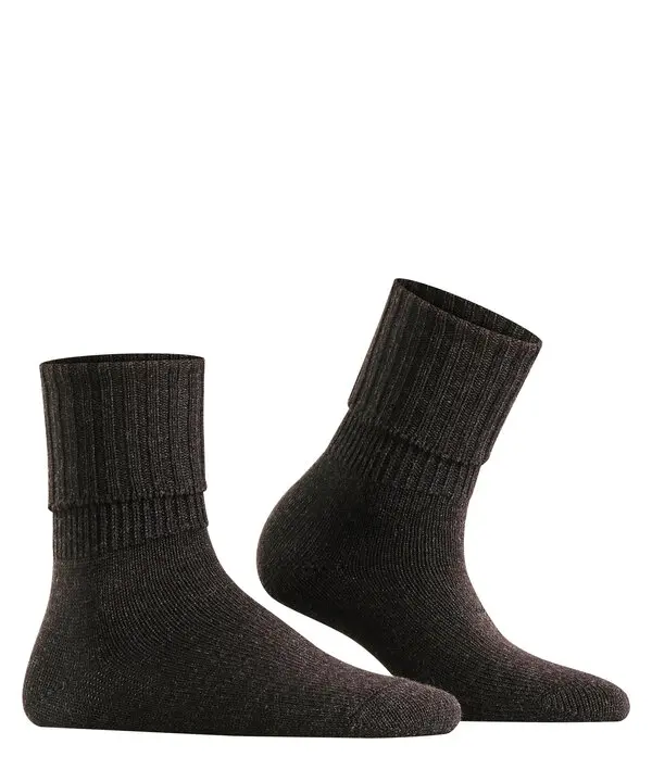 Falke Virgin Wool Ribbed Turn-over Socks - Grey