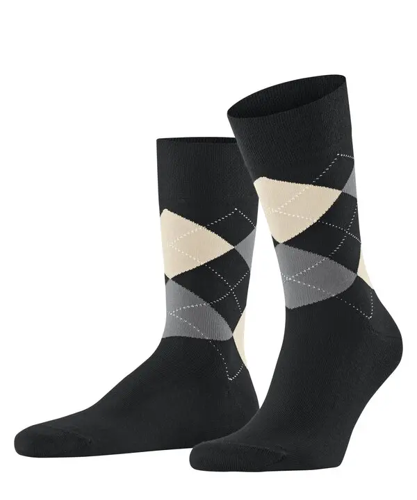 Falke Sensitive Argyle Crew Socks - Black