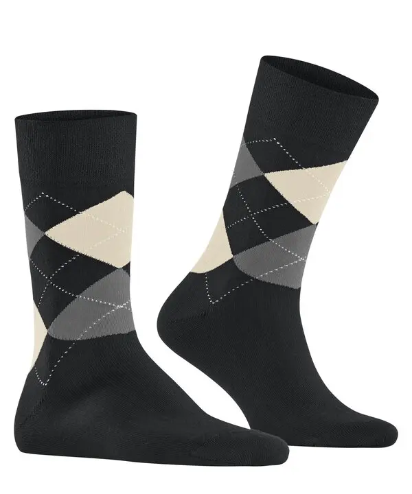 Falke Sensitive Argyle Crew Socks - Black