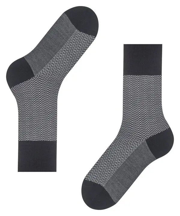 Falke Airport Herringstripe Dress Socks - Black