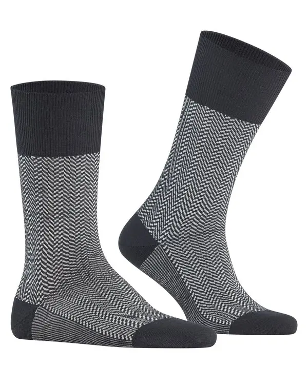Falke Airport Herringstripe Dress Socks - Black
