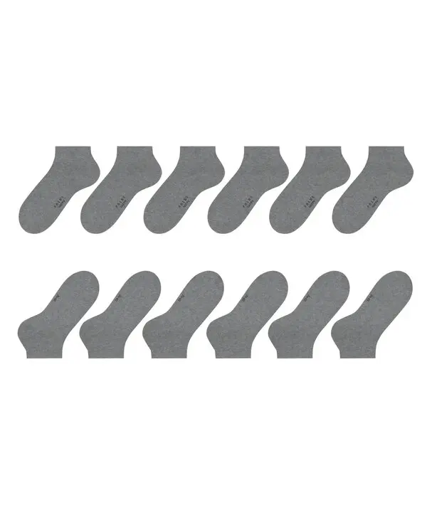 Falke Six-pack Of Ankle Socks In Compact Cotton - Grey