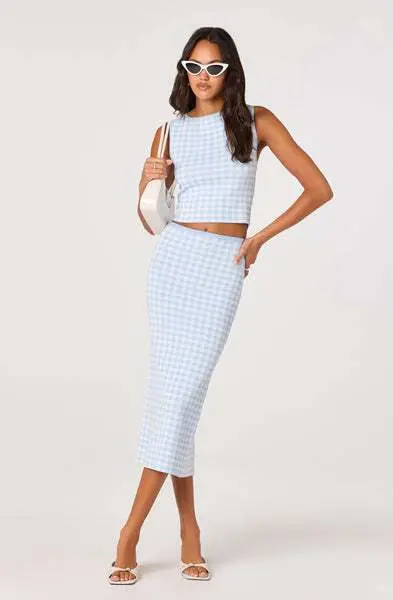 Astr The Label Babbett Gingham Knit Top