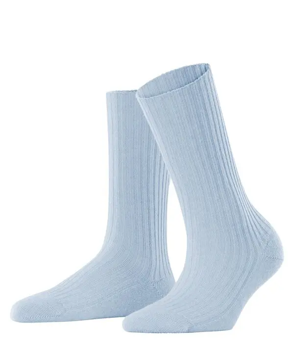 Falke Cosy Wool Ribbed Boot Socks - Blue