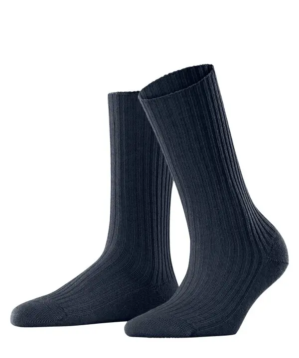 Falke Cosy Wool Ribbed Boot Socks - Blue