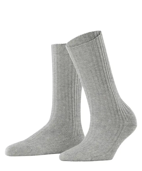 Falke Cosy Wool Rib Boot Socks - Grey