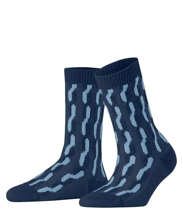 Falke Braided Patterned Crew Socks - Blue