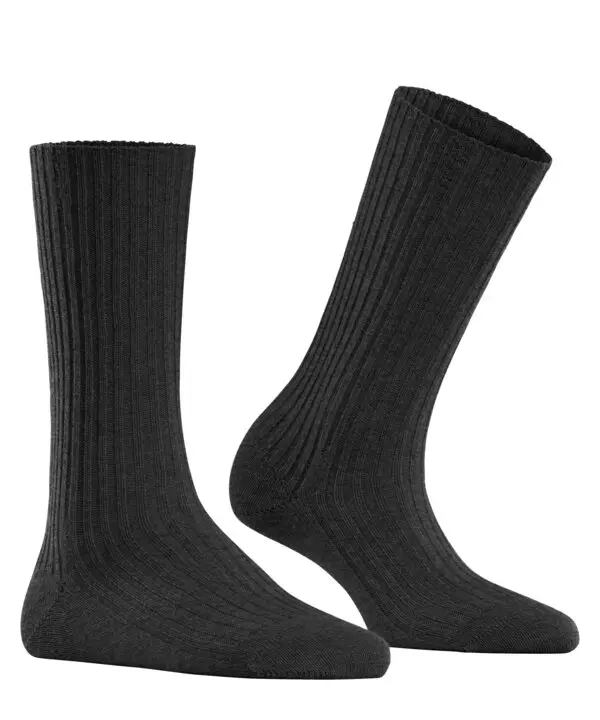 Falke Cosy Wool Ribbed Boot Socks - Grey