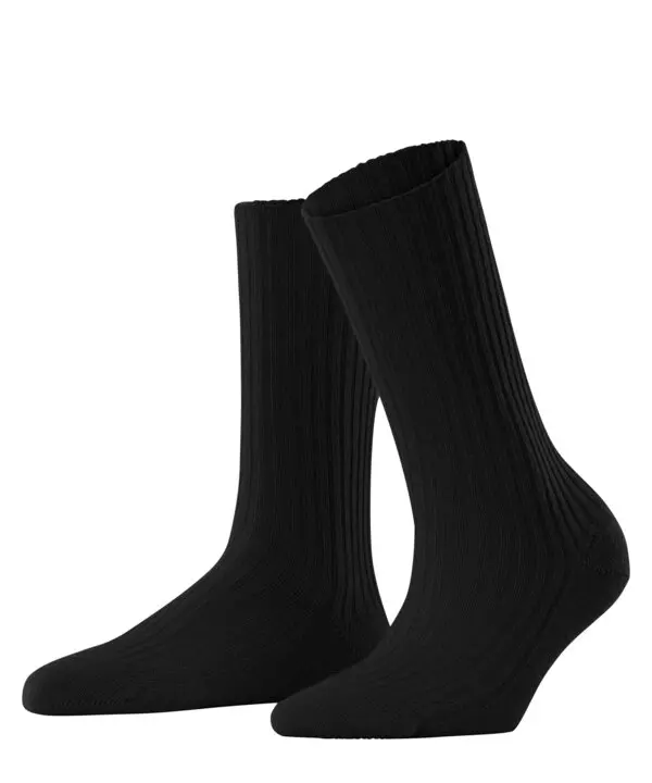 Falke Cosy Wool Rib Boot Socks - Black