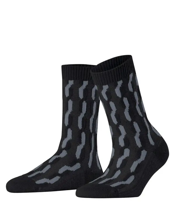 Falke Tress Lock" Crew Socks With Braided Pattern - Black