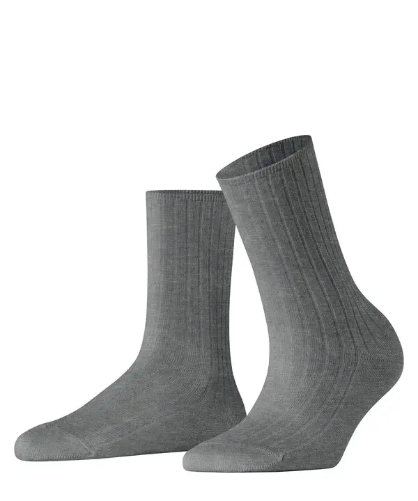 Falke Cotton Rib Crew Socks - Grey