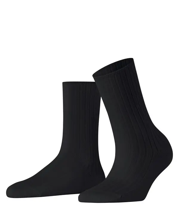 Falke Cotton Rib Crew Socks - Black