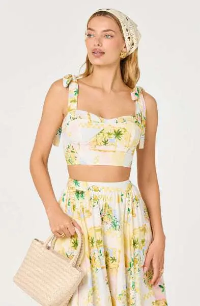 Astr The Label Kaleigh Tie-strap Bustier Top - Lemon Paradise