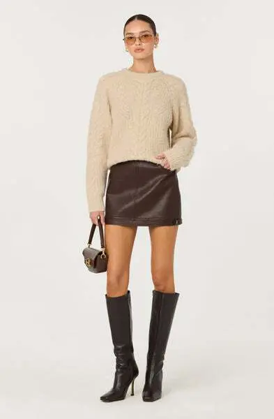 Astr The Label Taran Cable Knit Sweater - Cream