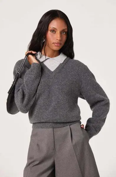 Astr The Label Contrast Faux Layered Sweater