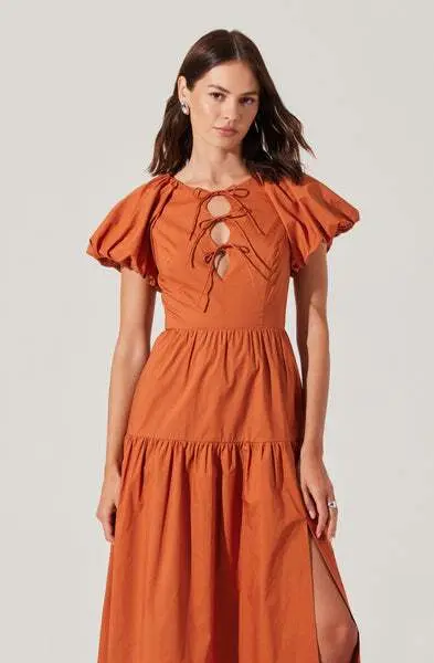 Astr The Label Aine Tie-front Midi Dress