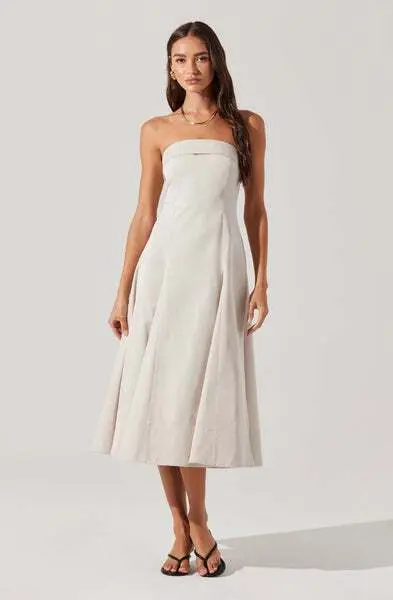 Astr The Label Ayeri Strapless Midi Dress - Tan