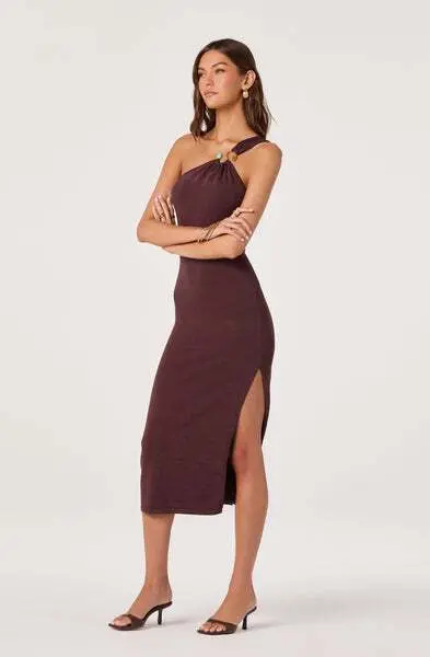 Astr The Label Ania One-shoulder Midi Dress