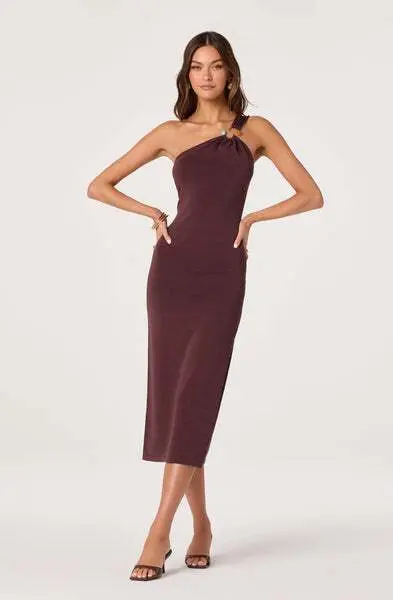 Astr The Label Ania One-shoulder Midi Dress