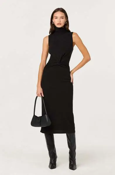 Astr The Label Riana Turtleneck Maxi Dress - Black