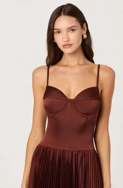 Astr The Label Alyssa Satin Corset Midi Dress